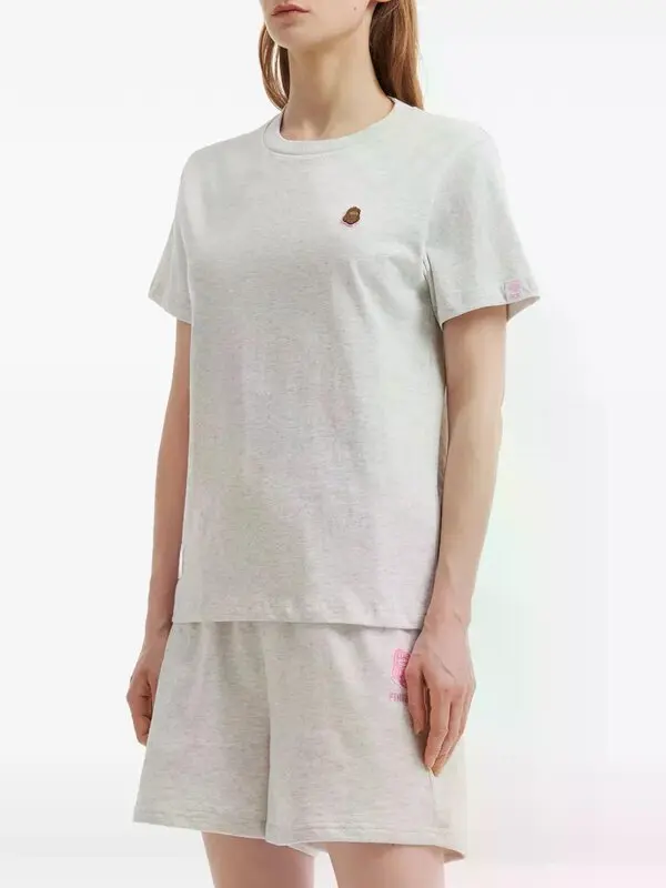 FINGERCROXX Logo-patch Crew-neck T-shirt - Grey