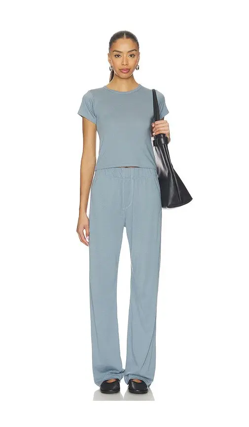 Eterne Ribbed Cropped Short Sleeve T-shirt