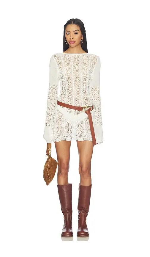 SNDYS. Mattie Crochet Mini Dress - White