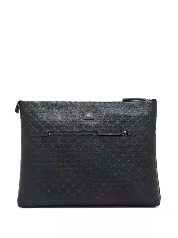 Emporio Armani Embossed Zip Clutch Bag - Black