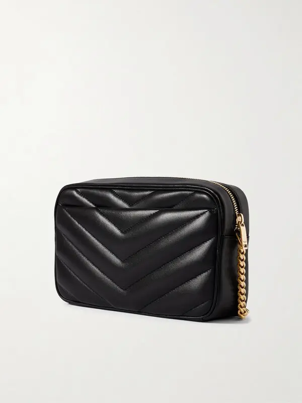 Saint Laurent Loulou Matelassé Textured-leather Shoulder Bag - Black