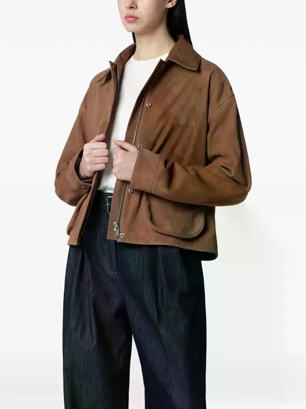 HALFBOY Cropped Leather Parka - Brown