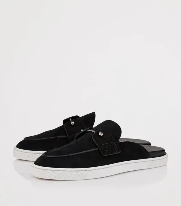 CHRISTIAN LOUBOUTIN Chanme Donna Flat Leather Mules - Black
