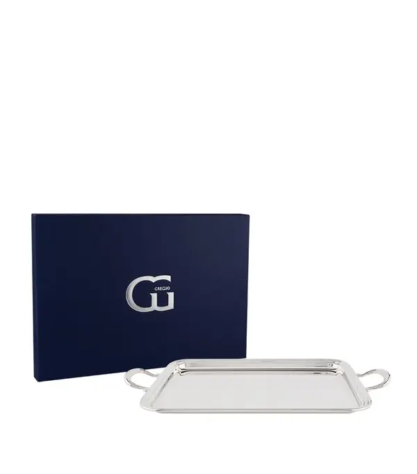 GREGGIO Plated English Tray With Handles - Silver