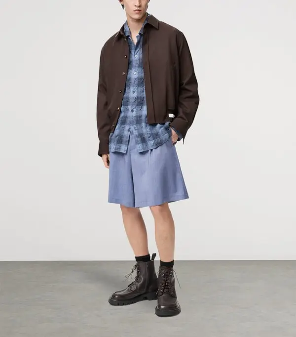 Loewe Wool-blend Stripe Trim Shirt Jacket