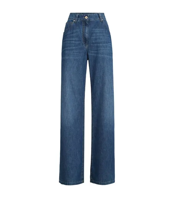 Brunello Cucinelli Monili-embellished Straight Leg Jeans - Blue