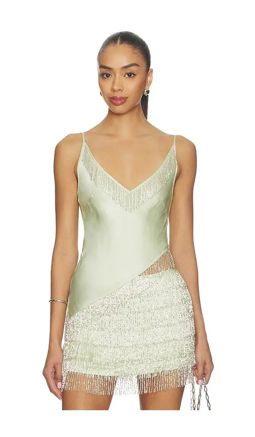 ASTA RESORT Marcia Asymmetric Beaded Top In . Also - Mint