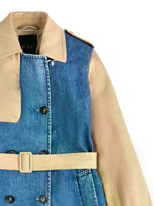 FAY Panelled Design Belted Coat