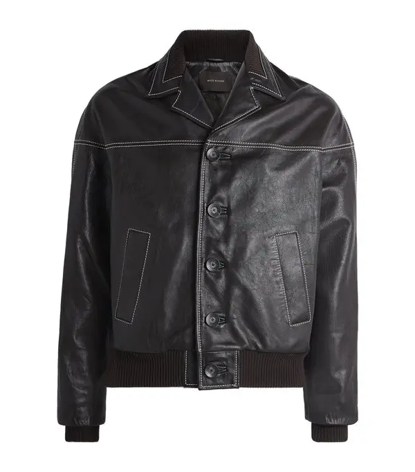WALES BONNER Topstitched Leather Jacket