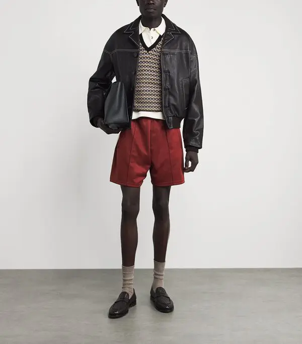 WALES BONNER Topstitched Leather Jacket