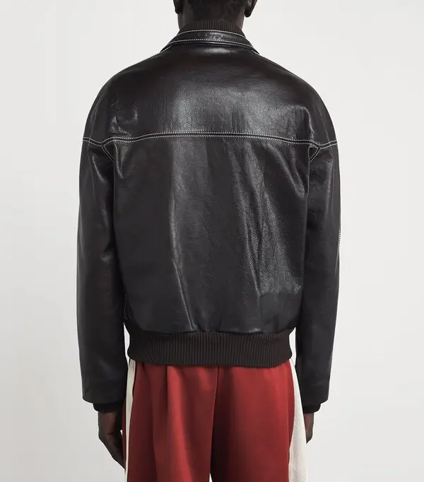 WALES BONNER Topstitched Leather Jacket