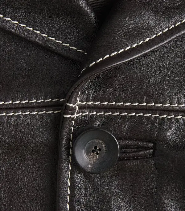 WALES BONNER Topstitched Leather Jacket