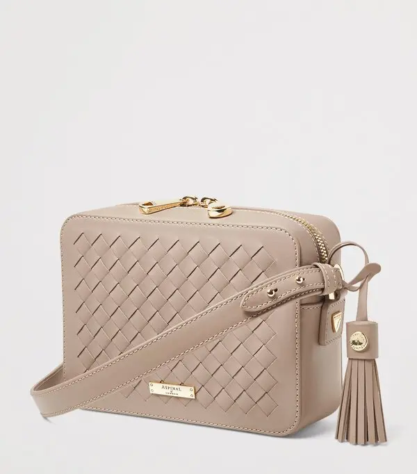 ASPINAL OF LONDON Leather Camera Cross-body Bag With Woven Detail