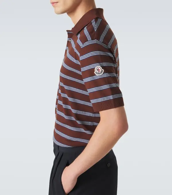 Moncler Striped Cotton Polo Shirt