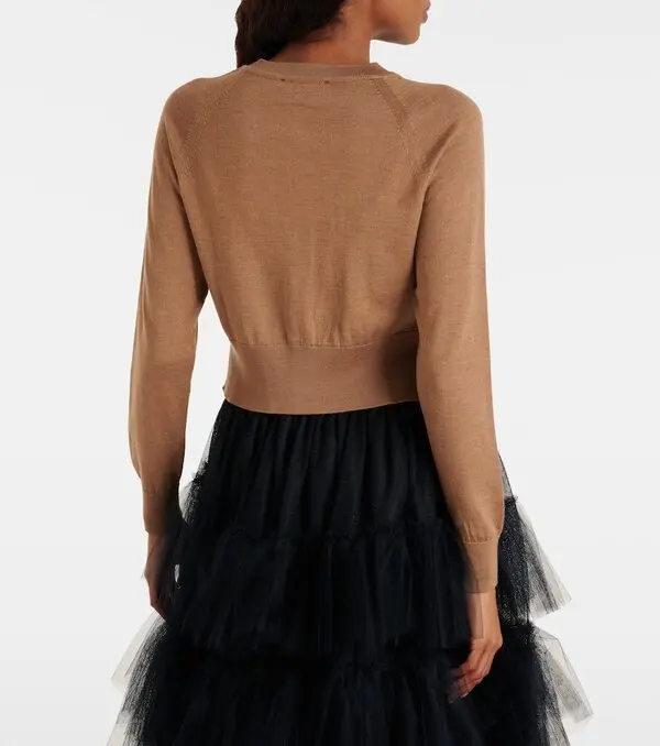 Simone Rocha Embellished Cropped Wool And Silk Cardigan