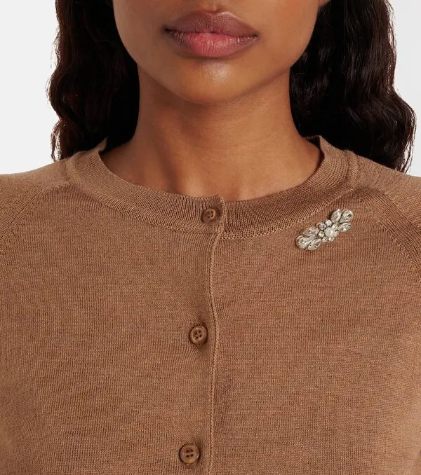 Simone Rocha Embellished Cropped Wool And Silk Cardigan