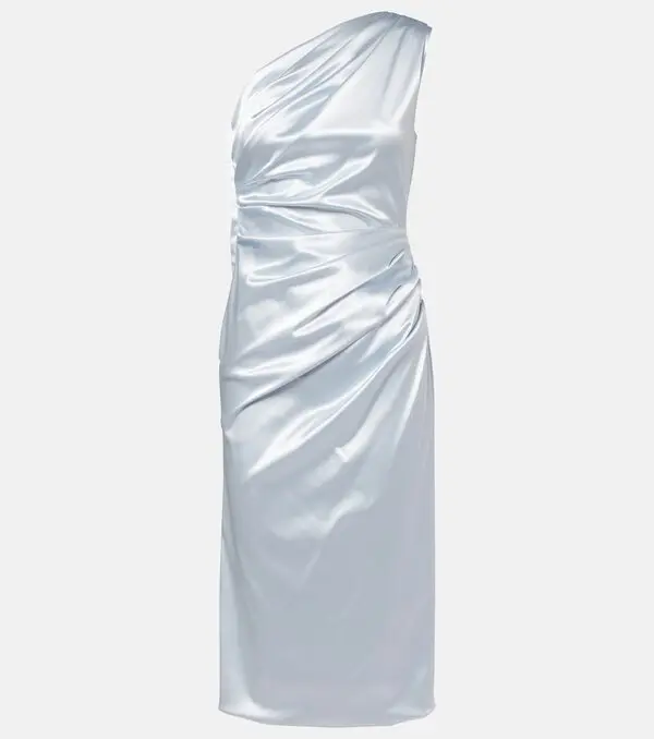 Dolce & Gabbana One-shoulder Ruched Satin Dress - Blue