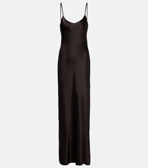 NILI LOTAN Cami Silk Charmeuse Slip Dress - Brown