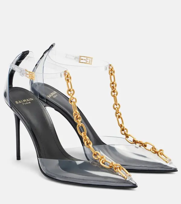Balmain Chain Detail Pvc Slingback Pumps - Transparent