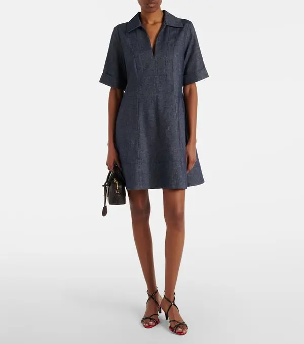 Vince Cotton And Linen Chambray Mini Dress