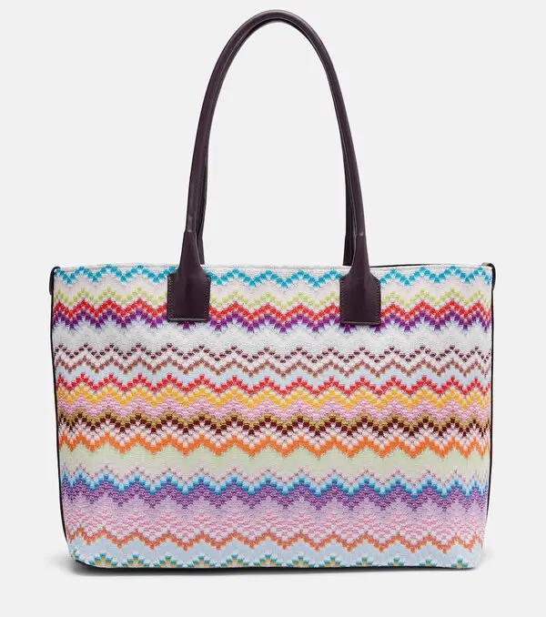 Missoni Zigzag Leather-trimmed Lame Tote Bag - Multicoloured