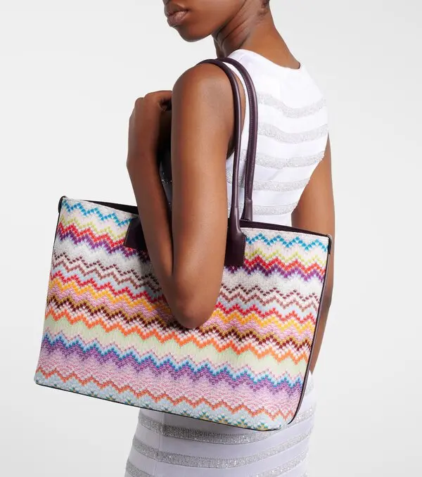Missoni Zigzag Leather-trimmed Tote Bag