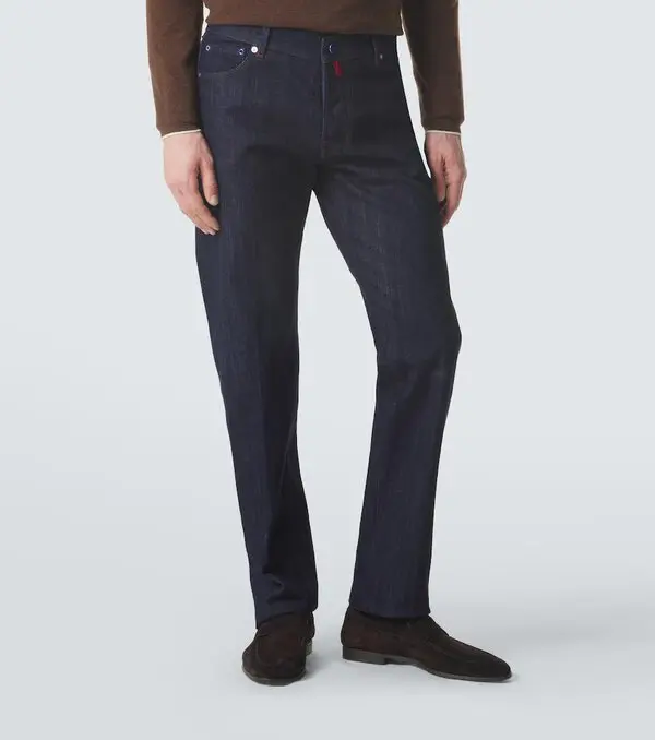 Kiton Slim Jeans In Indigo Cotton
