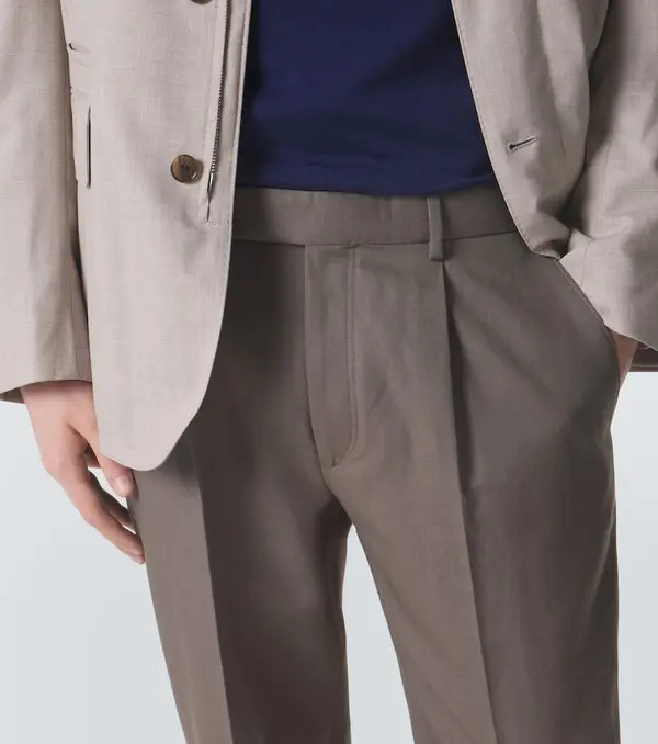 Zegna Cotton And Linen Straight Leg Trousers - Brown