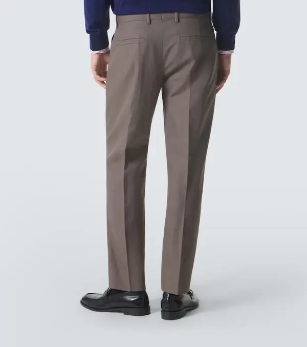 Zegna Cotton And Linen Straight Leg Trousers - Brown