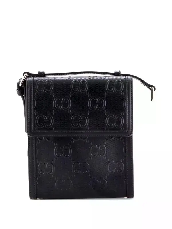 Gucci Flap Gg Embossed Perforated Leather Small Crossbody Bag