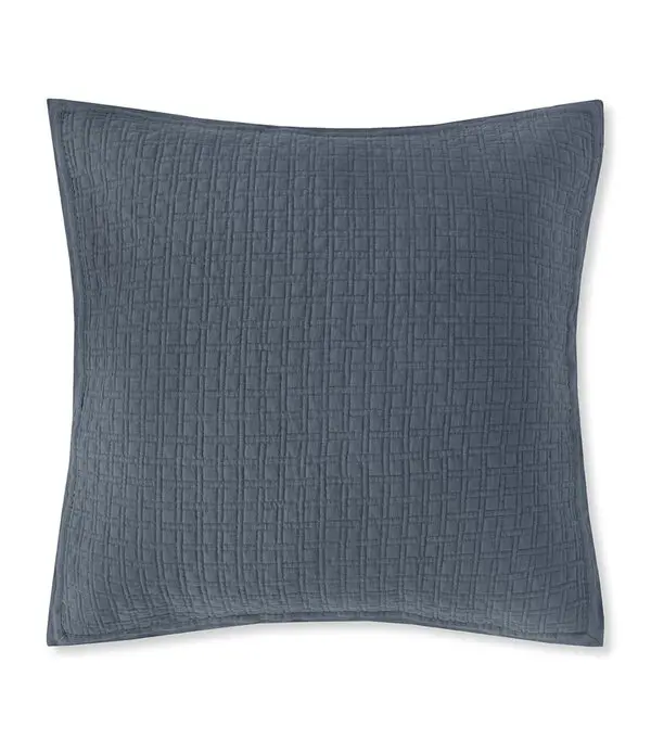 AMALIA Linen Quilted Adorno King Oxford Pillowcase - Blue