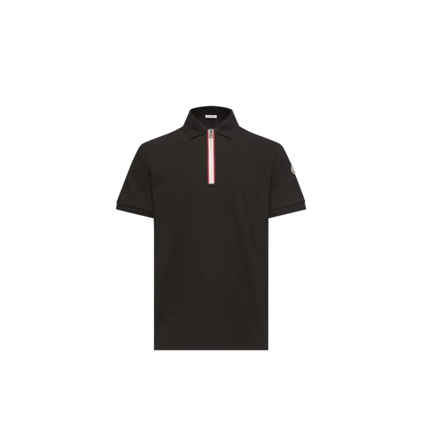 Moncler Tricolour-trimmed Cotton Polo Shirt - Black