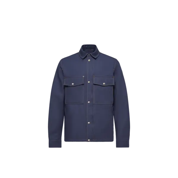 Moncler Watagua Cotton & Linen Blend Shirt Jacket - Blue