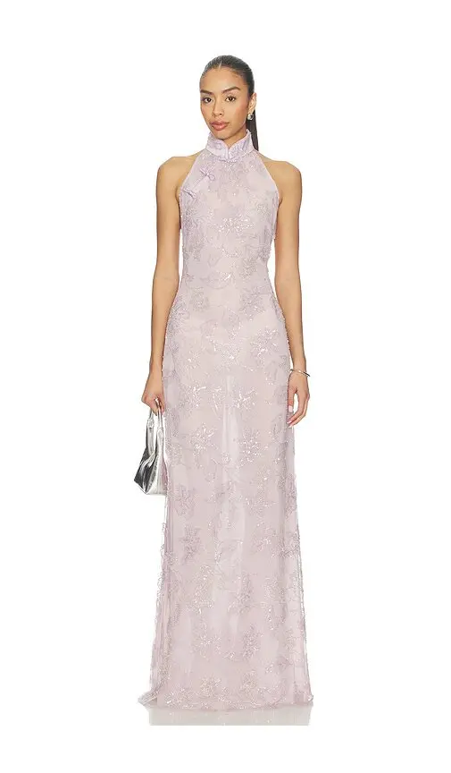 SAU LEE Halterneck Maxi Dress - Lavender