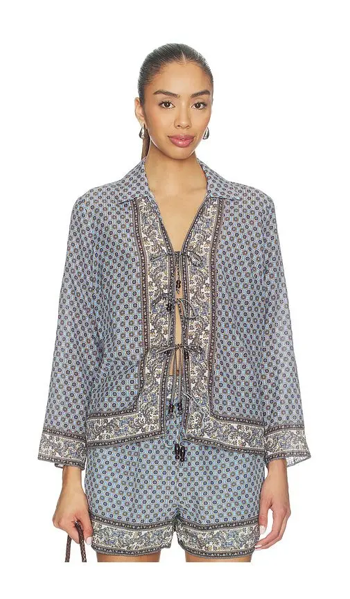 Veronica Beard Eva Printed V-neck Top