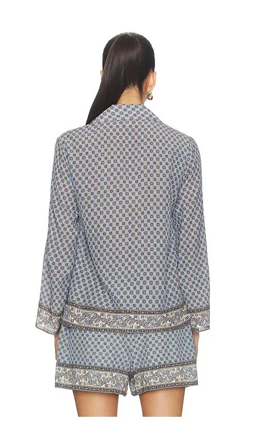 Veronica Beard Eva Printed V-neck Top