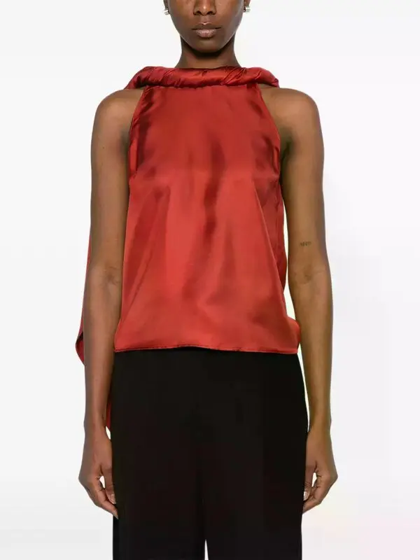 Loulou De Saison Wilma Draped Sleeveless Top - Red