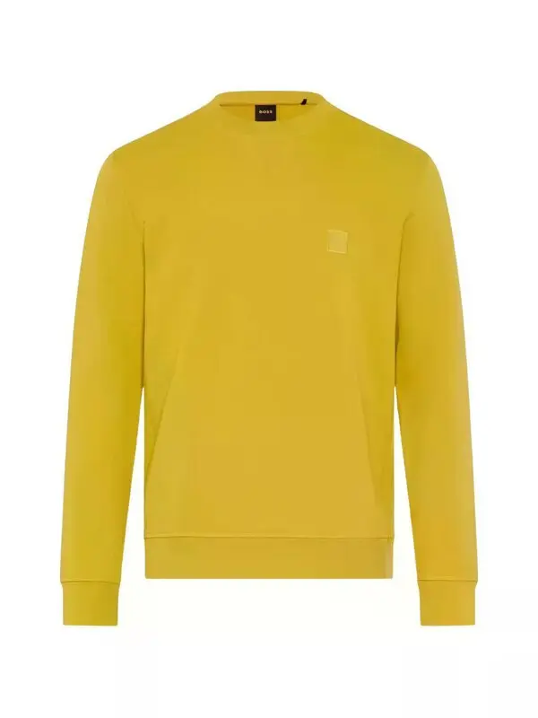 BOSS Crew-neck Sweatshirt With Square Patch - Yellow