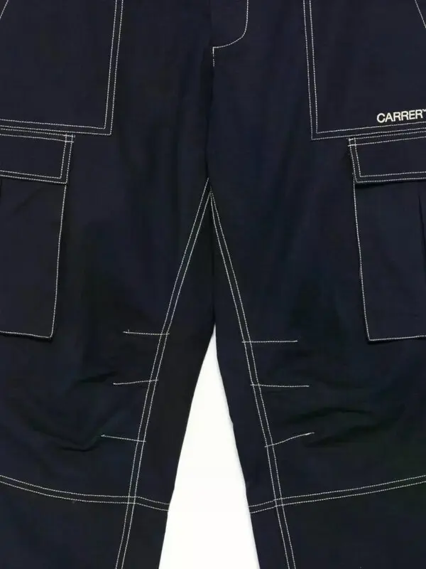 CARRER Contrast Stitch Cargo Trousers - Blue