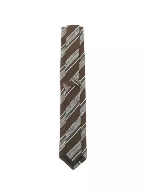 LARDINI Striped Tie - Brown