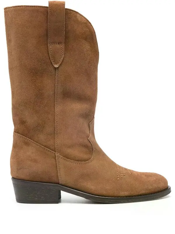 VIA ROMA 15 Suede Cowboy Boots - Brown