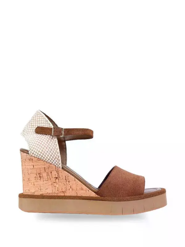 PALOMITAS BY PALOMA BARCELÒ Suede Wedge Sandals With Pin-buckle Ankle Strap - Brown
