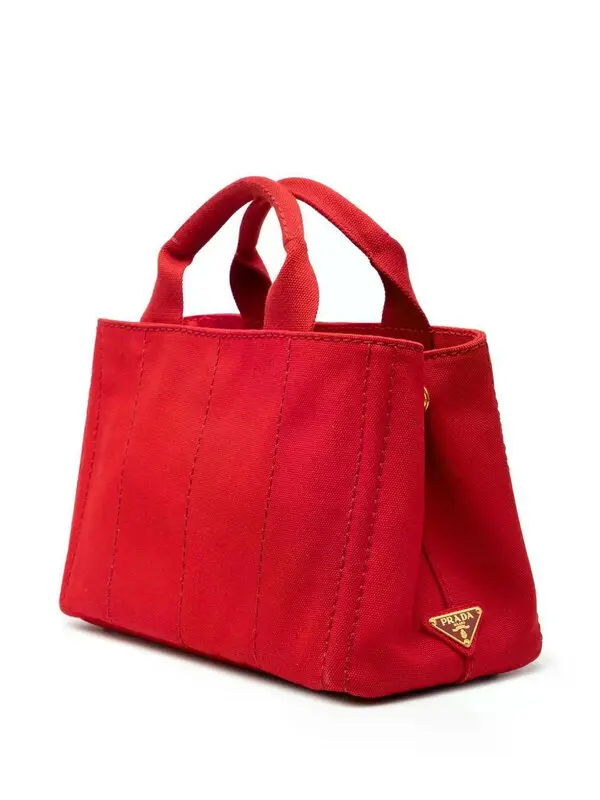Prada Small Canvas Canapa Logo Satchel - Red