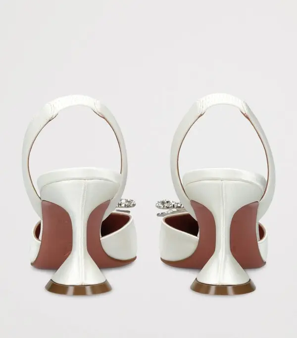 Amina Muaddi Rosie Slingback Pumps With Embellished Bow Detailing