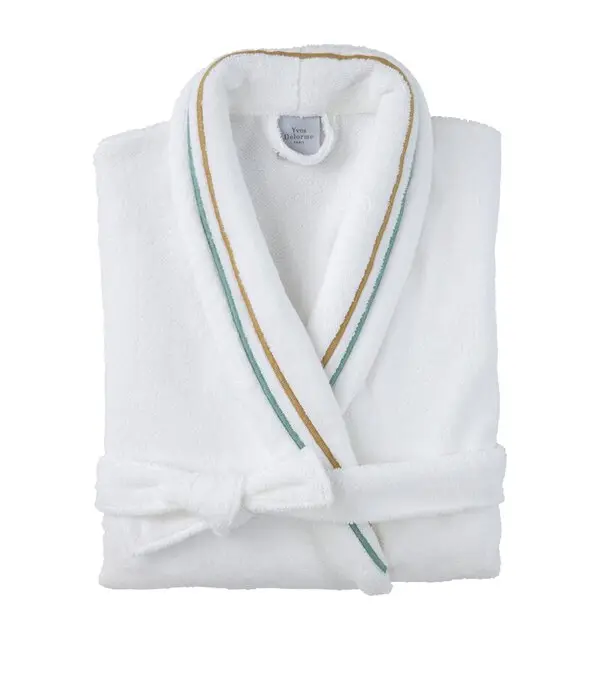 YVES DELORME Cotton-modal Embroidered Villa Bathrobe - White