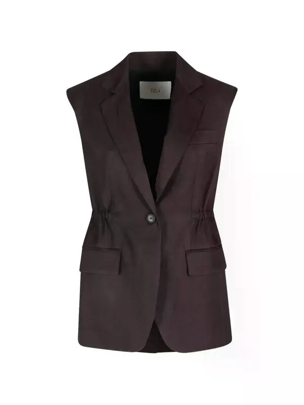 TELA Buttoned Drawstring Waistcoat