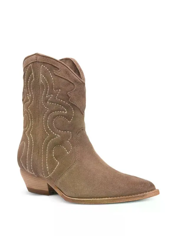 JULIE DEE Embroidered Cowboy Boots - Brown