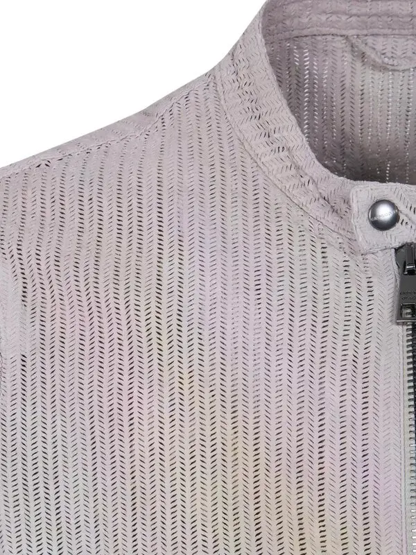 GIORGIO BRATO Perforated Zip Jacket - Grey