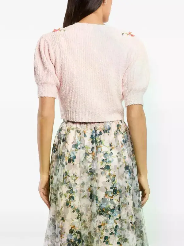 Cinq À Sept Millicent Cropped Cardigan With Floral Appliqu
