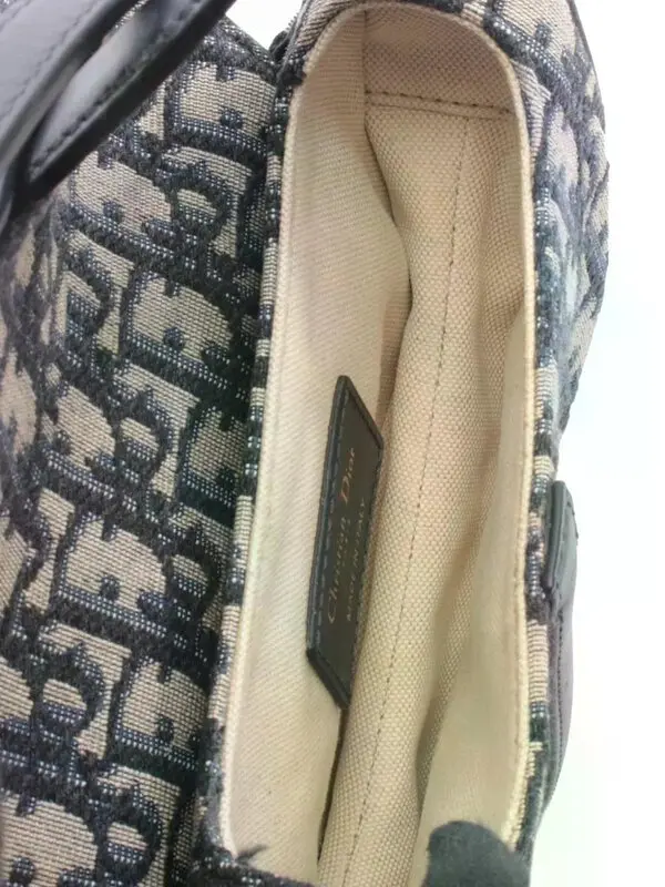 Dior Mini Saddle Bag In Oblique Canvas - Brown